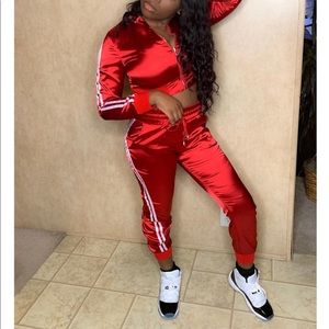 passiontobeunique | Other | Red White Silk Jumpsuit Tracksuit | Poshmark